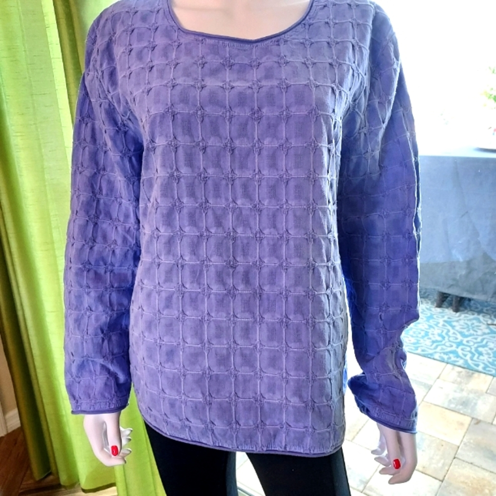 100 % Cotton Waffle Pattern Top By Focus: Size L. - Gem